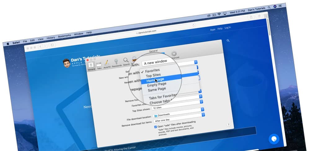 Setting Safari to open new Windows and Tabs to a Homepage - Dans Tutorials